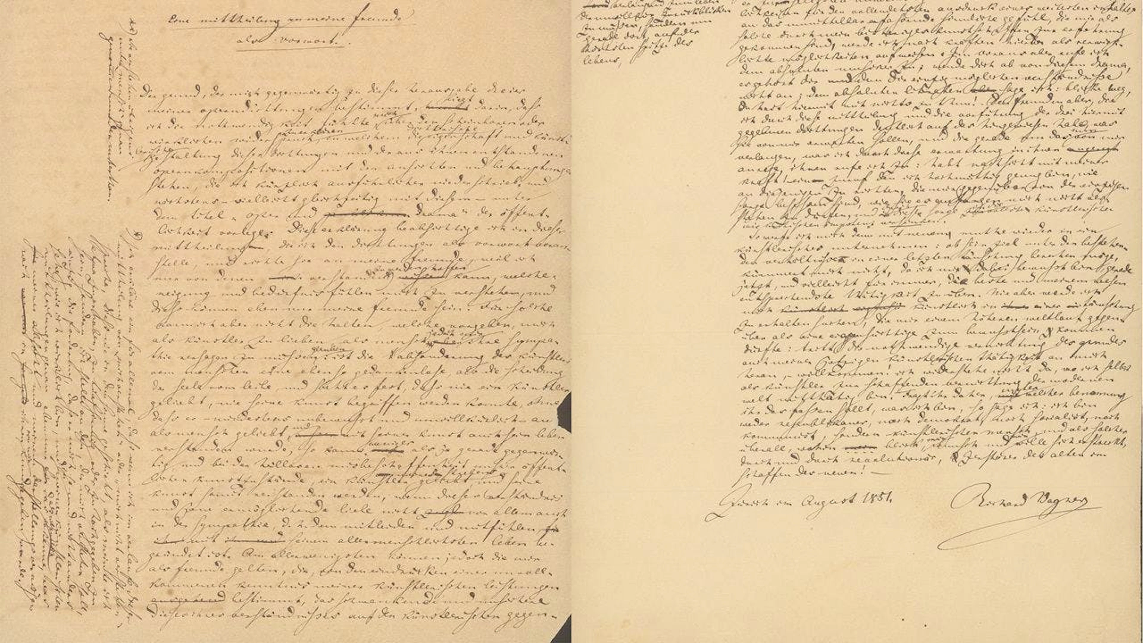 Zürcher Handschrift von Richard Wagner ist zurück am Entstehungsort